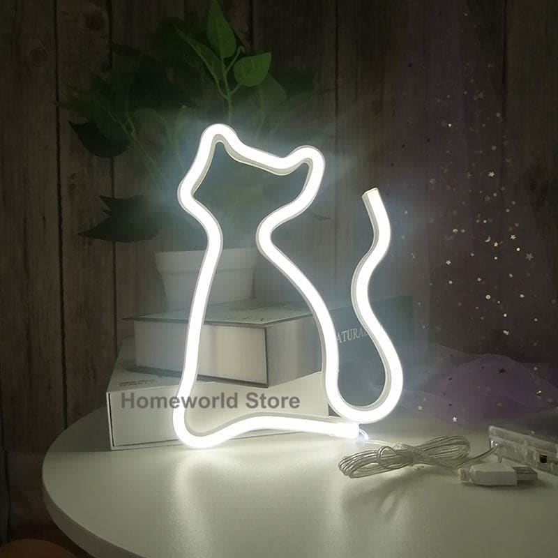 Lampe néon LED silhouette de chat | Orderkeen