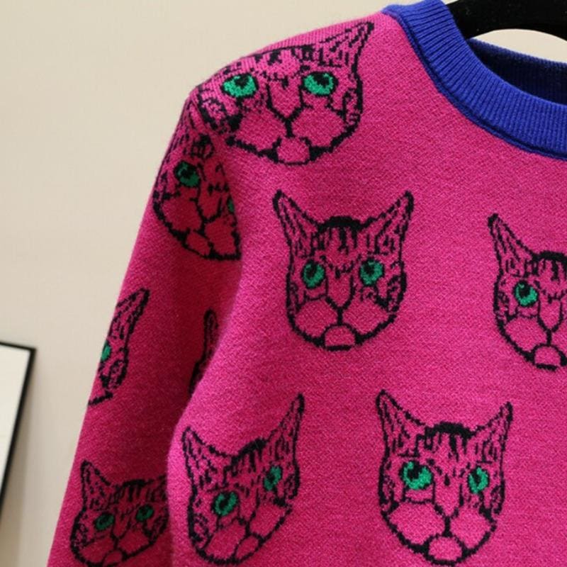 Cat Pattern Sweater | Orderkeen